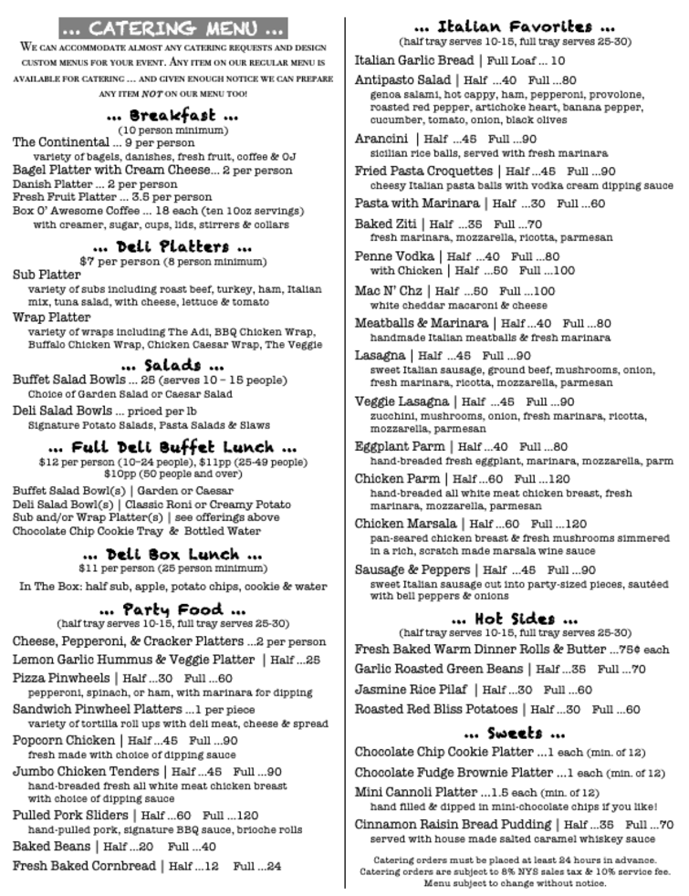 Catering Menu