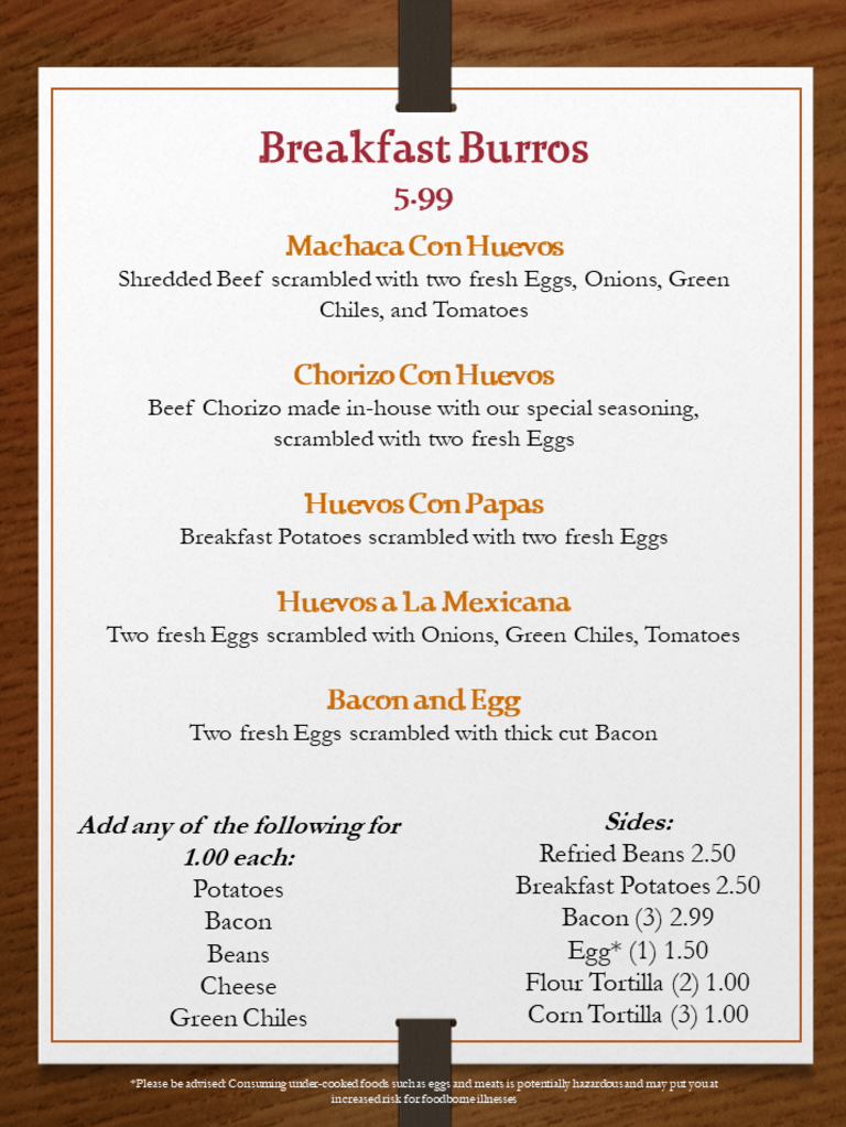 Breakfast Menu