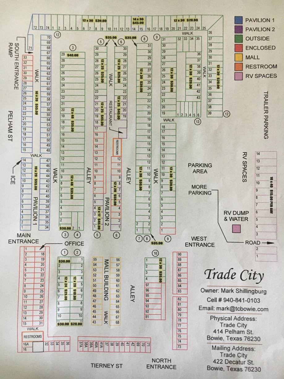 Second Monday Trade Days Trade City Map of Grounds Vendor Spaces