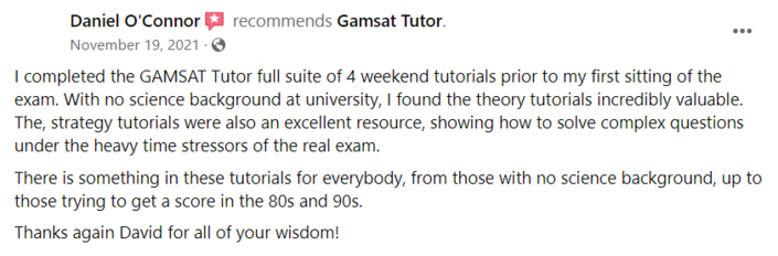 GAMSAT Tutor: 100 in science, 100th percentile overall