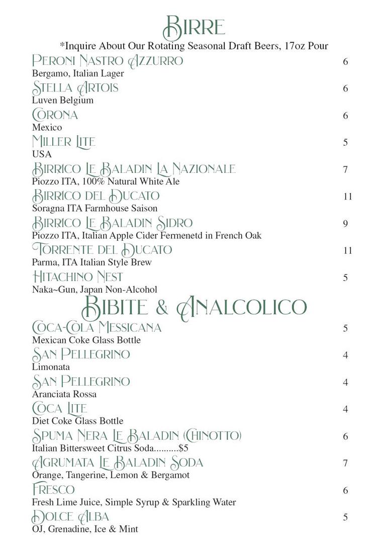 Menu | Tramonti Ristorante