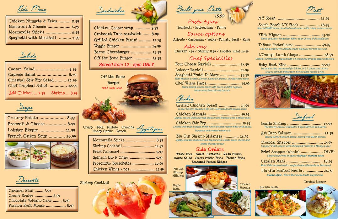 Bar,Grillhouse,Pasta and Seafood - Bluginlounge- Miami Beach, Fl