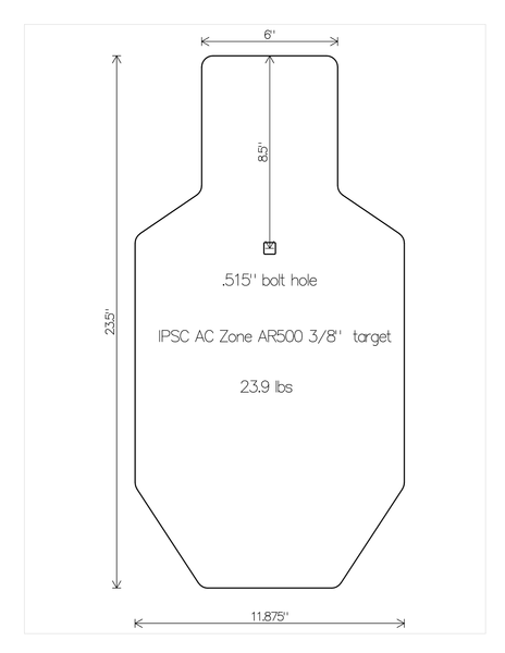 IPSC A-C Zone steel target kit AR500 3/8" | Hang Fast Steel Target Systems