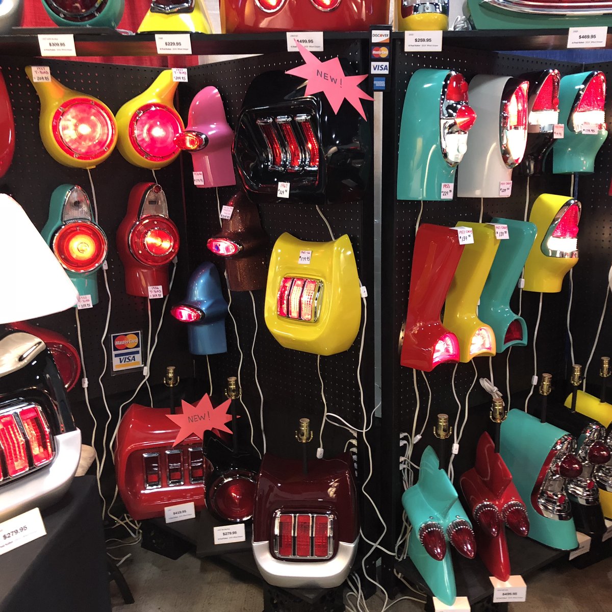 Creative indoor lighting for classic auto enthusiasts.