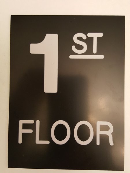 Floor number 1 sign Engraved Plastic | HPD SIGNS -THE OFFICIAL STORE