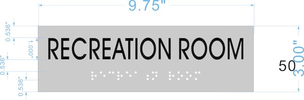 RECREATION ROOM SIGN - STAINLESS STEEL (3X9.75) | HPD SIGNS -THE ...