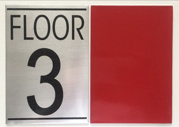 NYC HPD FLOOR NUMBER THREE (3) SIGN (BRUSHED ALUMINUM,5.75''X4'') | HPD ...