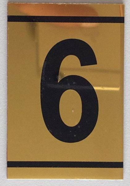 NUMBER SIX SIGN – 6 SIGN – GOLD ALUMINUM (2.25X1.5) | HPD SIGNS -THE ...