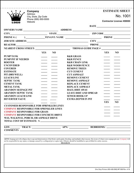 Plumbing Invoice | One Stop Printers & Direct Mail Service