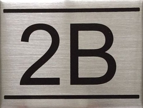 DOB NYC – APARTMENT NUMBER SIGN 2B - BRUSHED ALUMINUM (2.25X3) | YOUR ...
