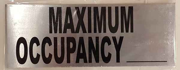 MAXIMUM OCCUPANCY SIGN – BRUSHED ALUMINUM (3X8) | FIRE DEPARTMENT SIGNS