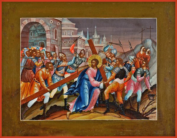 Carrying the Cross Orthodox mounted icon | Orthodox Christian Supply