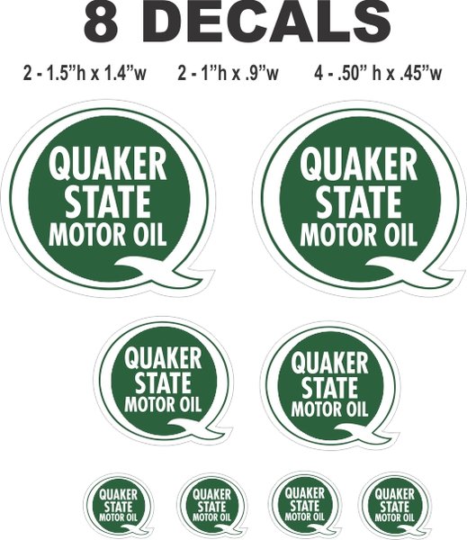 8 Quaker State Motor Oil Decals - Great for Scale Models, Gas / Oil ...