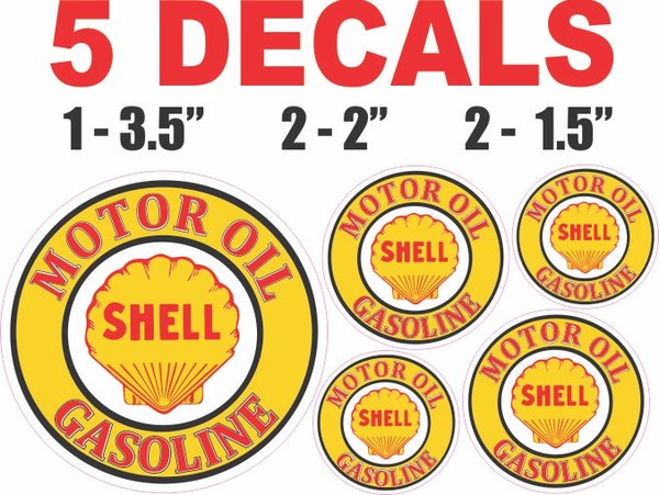 5 Shell Motor Oil Gasoline Decals | Nicer Decals Nicerdecals Corvette ...