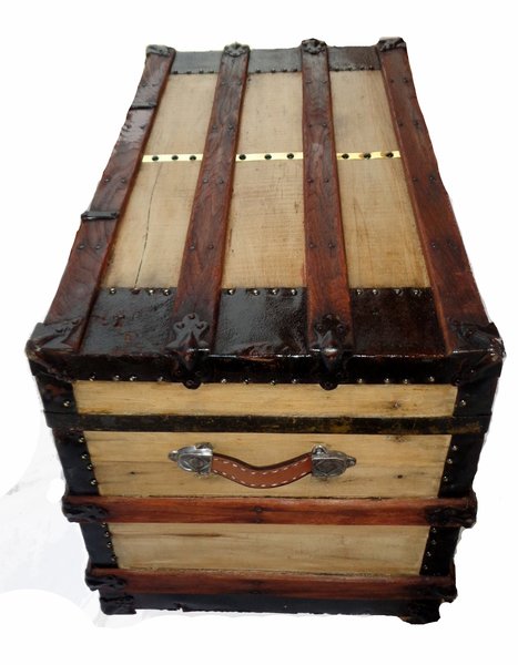 Antique Trunk in Natural Finish with tray | Antique Trunk Restoration ...